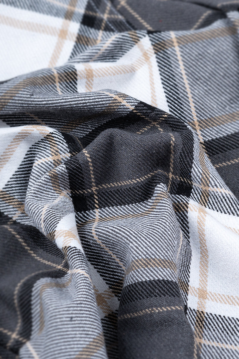 Oversized Hooded Checkered Shacket For Men (Black) – Peplos Jeans